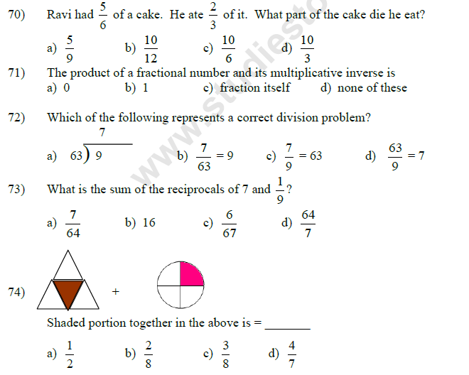 CBSE Class 5 Mathematics MCQs Multiple Choice Questions